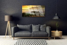 Obraz na skle Strom Hory Příroda 125x50 cm