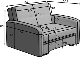 Rozkládací křeslo LAINE, tmavě šedé