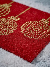 Sinsay - Rohožka s třpytivým potiskem vánočních ozdob - červená