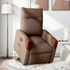 Zvedací polohovací křeslo hnědé textil 3324009