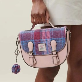 Kabelka The Medium Cobble Satchel Pink and Blue Tartan - Islander