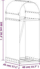 vidaXL Stojan na dřevo 40 x 45 x 100 cm pozinkovaná ocel [364547] Barva: světle šedá