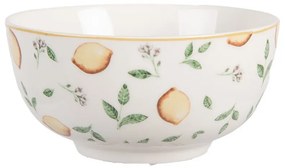 Bílá porcelánová miska s citróny Lemons & Leafs - Ø 14*7 cm / 500 ml