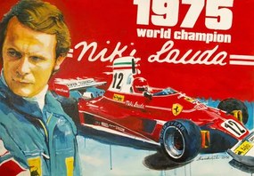 Plechová cedule Niki Lauda 1975 Velikost: A5 (20 x 15 cm)