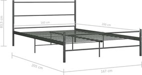 Rám postele šedý kovový 160 x 200 cm 286495