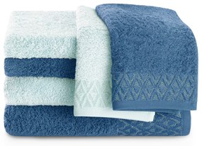 Sada bavlněných osušek ručníků se stříbrným zdobením Tmavě modrá a Světle modrá MIDAL