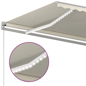 vidaXL Marketos Ručně zatahovací markýza s LED světlem 500 x 300 cm krémová