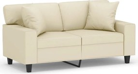 2místná pohovka s polštáři krémová 120 cm umělá kůže 3200862