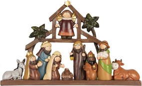Hnědá vánoční dekorace Betlém Nativity Scene - 32*5*20 cm