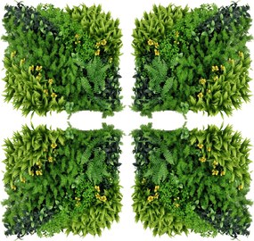 Outsunny 12dílný umělý rostlinný živý plot 50x50 cm UV ochranná obrazovka, vícelistý design pro zahradní venkovní dekoraci | Aosom