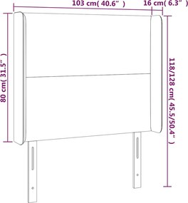 Čelo postele s LED krémové 103 x 16 x 118/128 cm umělá kůže 3123854