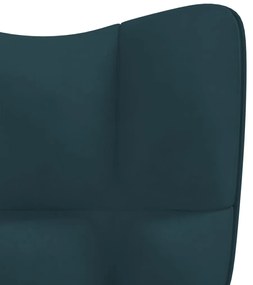 Relaxační křeslo se stoličkou modré samet,  328072