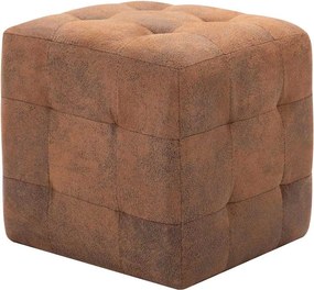 Taburety 2 ks hnědé 30 x 30 x 30 cm umělá broušená kůže 278382