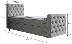 Jednolůžková postel 80 cm Clinton Bonell (béžová) (s roštem, s úl. prostorem). 1082133