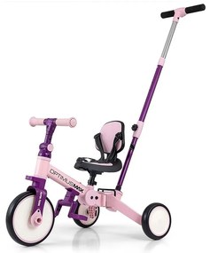 Dětská tříkolka 5v1 Milly Mally Optimus Max s vodící tyčí pink