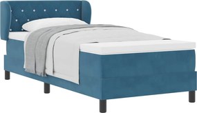 Postel s boxspringem s čelo Tmavě moddrá 100 x 200 cm samet 3340326