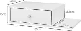 HOMCOM sada 2 nástěnných nočních stolků - sada 2 nočních stolků - boční polička a zásuvka - 55Š x 30H x 15V cm, bílý MDF