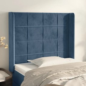 Čelo postele typu ušák tmavě modrá 83x16x118/128 cm samet 3119614
