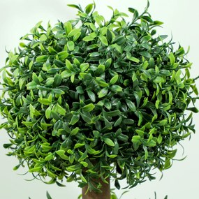HOMCOM Sada 2 umělých stromů 101,6 cm, 3 kouličkové buxus topiary rostliny, umělá rostlina zelená PE s vnitřním a venkovním květináčem