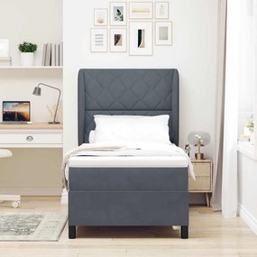 Postel s boxspringem s čelo Tmavě šedá 200 x 90 cm samet 3340965