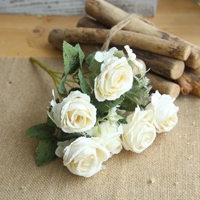 Umělá kytice růží (6 květů) Barva: Bílá