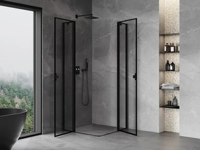 Mexen, Mexen Mist Duo výklopný sprchový kout 90 x 90 cm, černý rám - 8A4-090L-090P-70-70