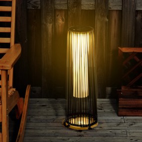 Solární lampa Outsunny, zahradní lampa, ratanové solární světlo, automatické LED, hnědá, 21,5 x 21,5 x 61 cm | Aosom