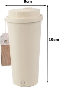 Verk Group Samomíchací hrnek 350 ml, ocelová termoska na studené i horké nápoje, s usb kabelem