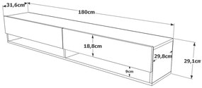 Designový nástěnný TV stolek Idonia 180 cm borovice