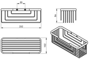 Gedy SMART police, 252x86x102mm, černá mat - 2419-14