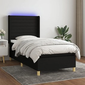 vidaXL Box spring postel s matrací a LED 100x200 cm textil [3138934] Barva: Černá