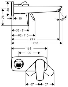 Hansgrohe Talis E, páková umyvadlová baterie pod omítku, s výtokem 22,5 cm, černá matná, 71734670