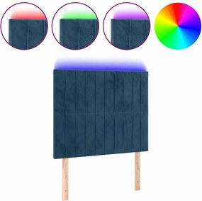 Čelo postele s LED tmavě modré 100x5x118/128 cm samet 3122708