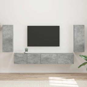 Sestava TV skříněk 4 ks Betonově šedá Kompozitní dřevo 3409162