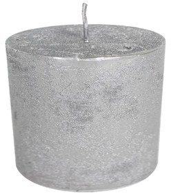 Stříbrná nevonná svíčka L válec - 10*10*10cm