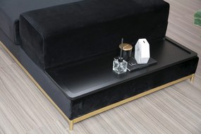 Atelier del Sofa 4-místná pohovka Line With Side Table - Black, Černá, Zlatá