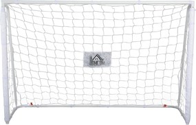 HOMCOM Fotbalová brána - Fotbalový gól - Tréninková brána, rozměry 186D x 62Š x 123V cm - kovový rám, PE síť, kolíky a nářadí včetně - bílá | Aosom