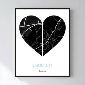 Personalizovaný magický fotoobraz v rámu - 50x70 - dvě mapy jako srdce