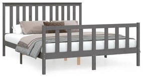 vidaXL Rám postele s čelem šedý 150x200 cm masivní borovice King Size