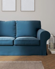 Potah na pohovku IKEA  Ektorp 3-místná, rozkládací STARÝ MODEL PIXBO barva modrá látka lesklé, sametová