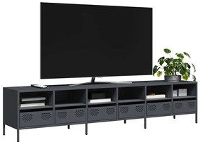 TV skříňka antracitová 202x39x43,5 cm ocel válcovaná za studena