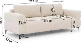 Krémová pohovka 217 cm Helio – Ropez