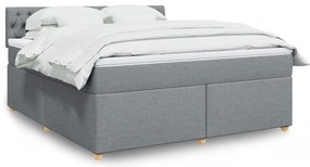 Box spring postel s matrací světle šedá 180 x 200 cm textil
