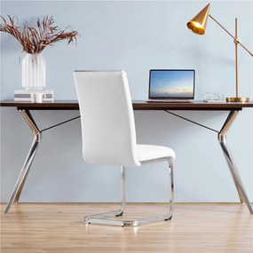 Sada 2 ks – Jídelní židle Yaheetech – bílá, 59 cm (délka) × 40,5 cm (šířka) × 98,5 cm (výška) (266528749816)