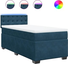 Box spring postel s matrací modrá 90 x 190 cm samet 3288490