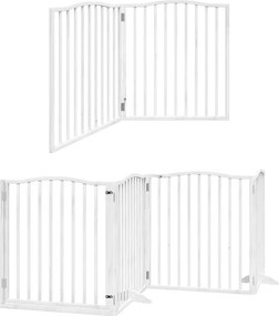 Zábrana pro psy s dvířky skládací 8 panelů bílá 640 cm topol 3155622