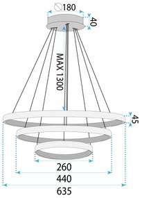 Toolight Toolight, LED stropní osvětlení, 45W, 3000K, LHJ042-CP3, zlatá, OSW-60025
