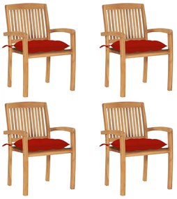 Stohovací zahradní židle s poduškami 4 ks masivní teak 3073261