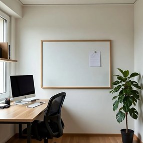 Toptabule.sk  Bílá magnetická popisovací tabule v přírodním dřevěném rámu CLASSIC 100×150 cm