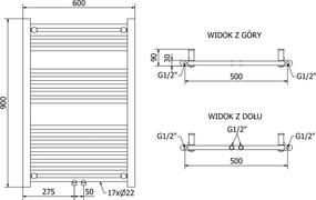 Mexen Mars, elektrické topné těleso 900 x 600 mm, 400 W, černá, W110-5900-600-6400-70